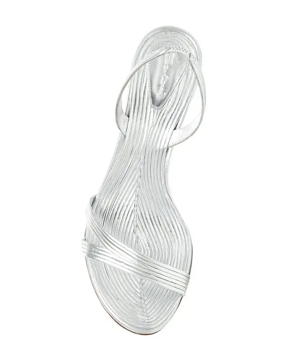 Santoni Leather Mid-heel Sandals - Silver