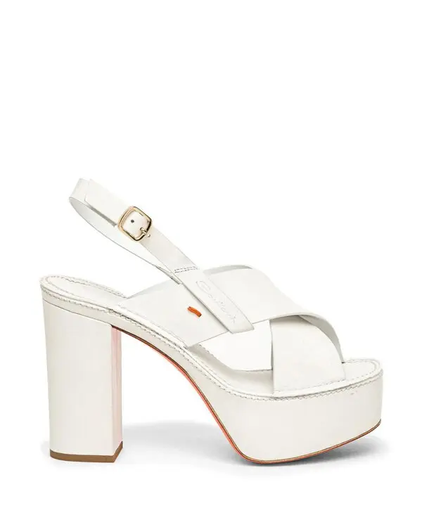 Santoni Leather Block Heel Sandals