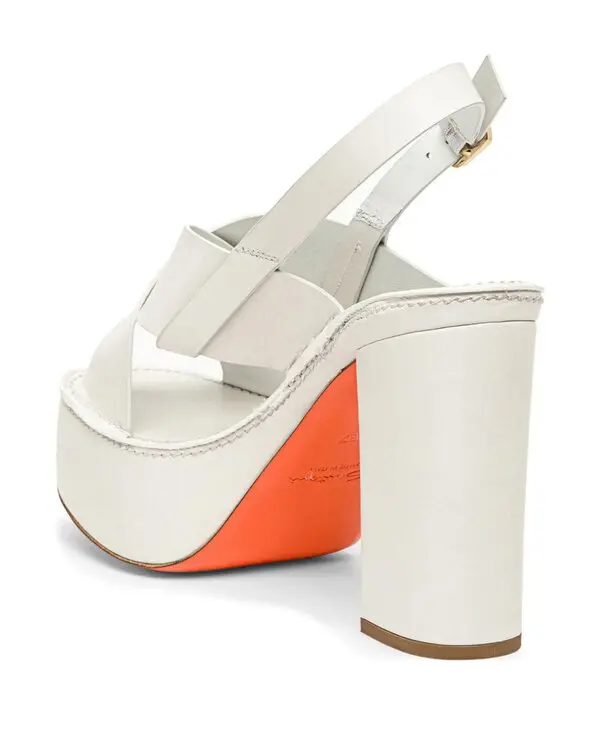 Santoni Leather Block Heel Sandals