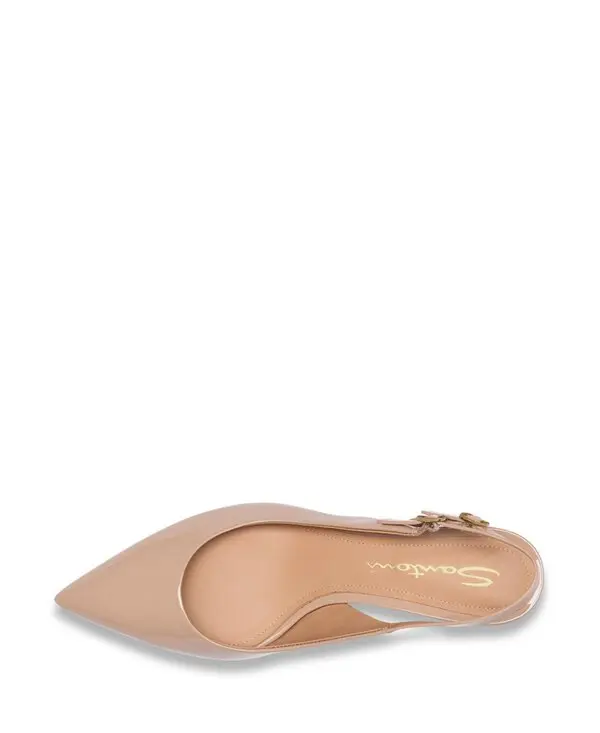 Santoni Patent Leather Mid-heel Slingbacks - Pink