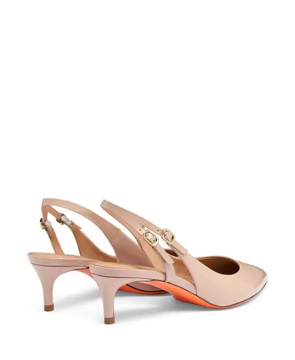 Santoni Patent Leather Mid-heel Slingbacks - Pink