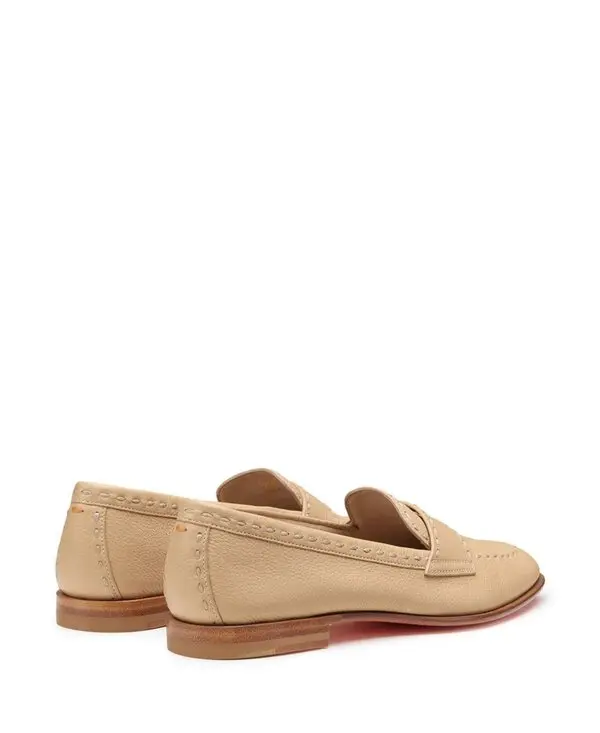 Santoni Tumbled Leather Penny Loafer - Light Beige
