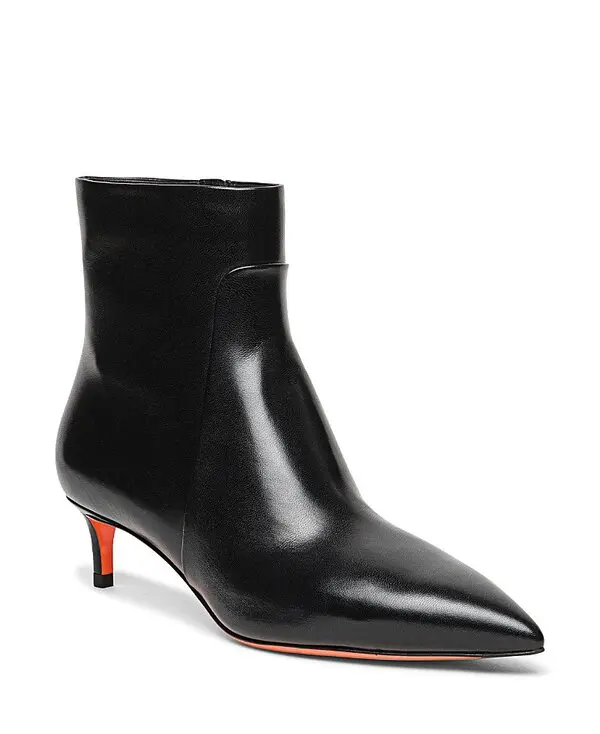 Santoni Leather Ankle Boot - Black