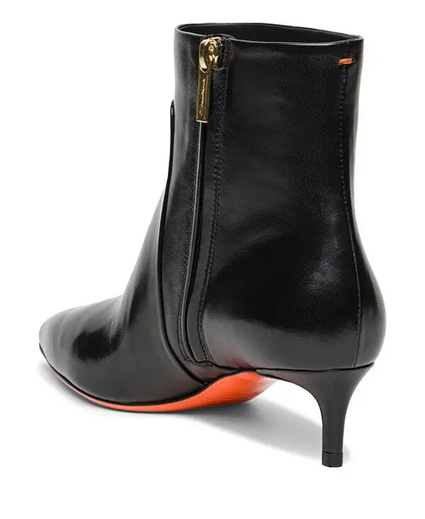 Santoni Leather Ankle Boot - Black