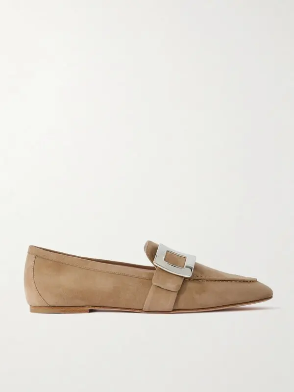 ROGER VIVIER Buckled Suede Loafers - Neutrals