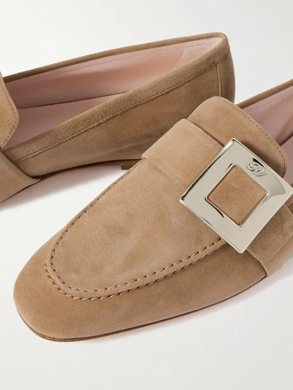 ROGER VIVIER Buckled Suede Loafers - Neutrals