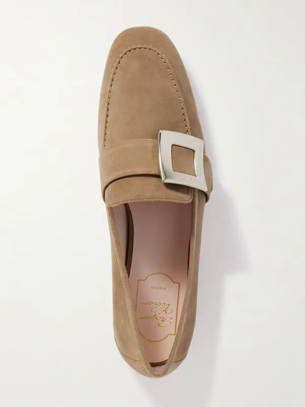 ROGER VIVIER Buckled Suede Loafers - Neutrals