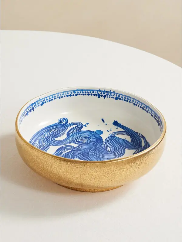 L'Objet Ruan Hoffmann Gold-plated Painted Earthenware Bowl - Blue