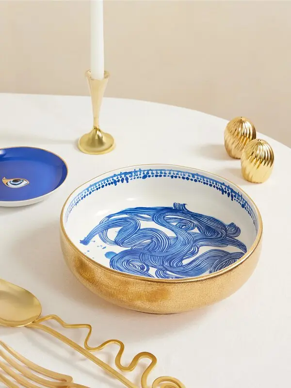L'Objet Ruan Hoffmann Gold-plated Painted Earthenware Bowl