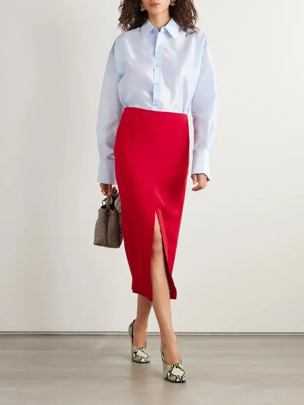 Carven Crepe Pencil Midi Skirt