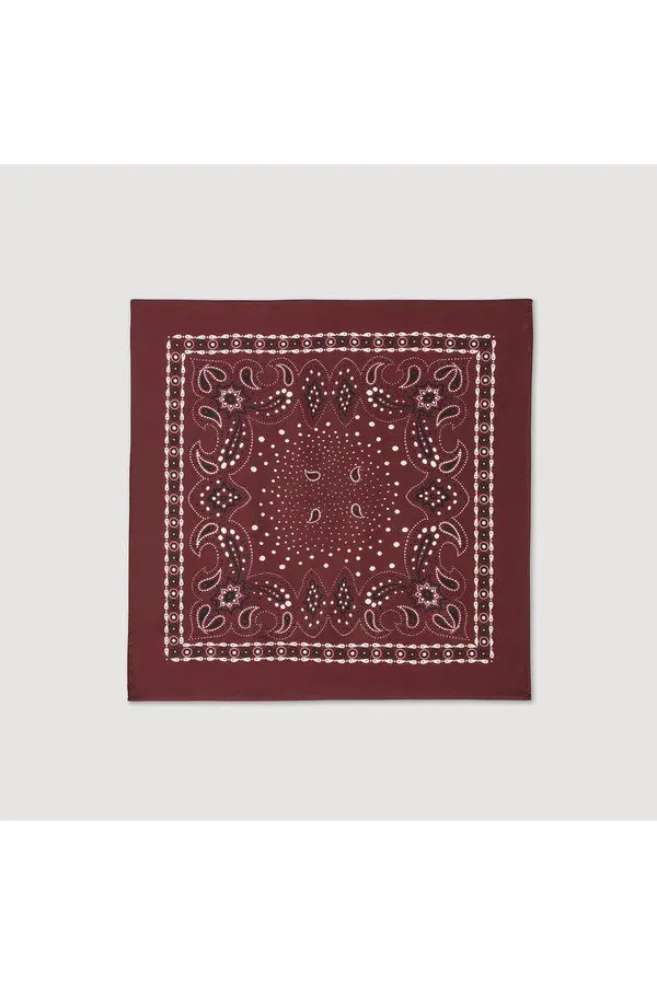 Sandro Silk Bandana Print Scarf - Natural