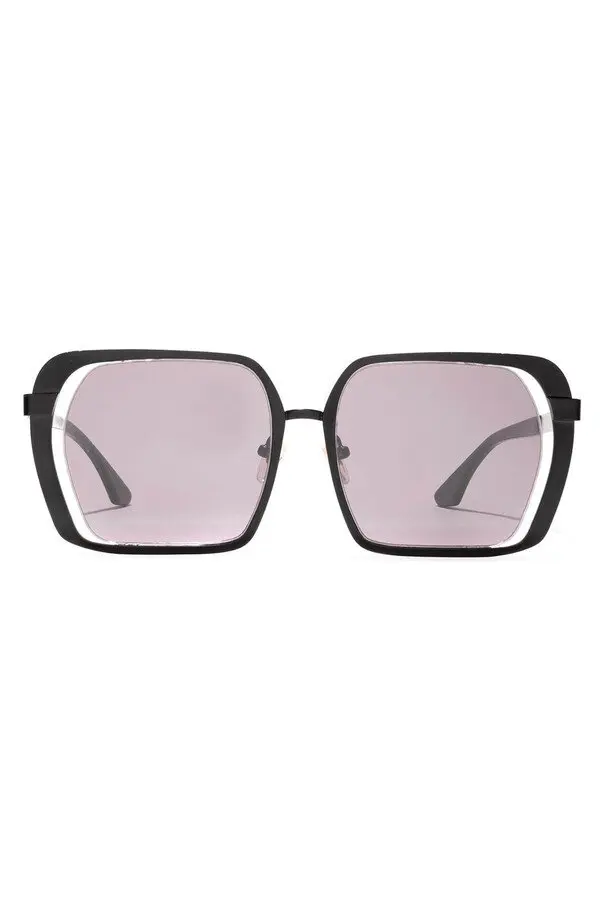 Natori Kintsu Metal Rectangle Sunglasses - Black