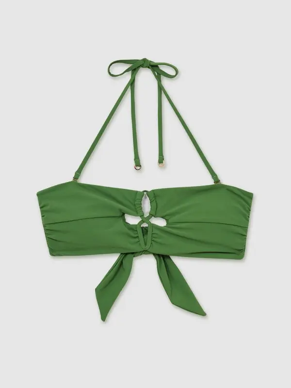 REISS Ari Cut-out Bandeau Bikini Top - Green