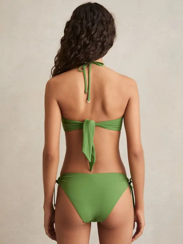 REISS Ari Cut-out Bandeau Bikini Top - Green