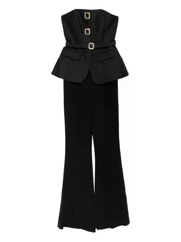 SELF-PORTRAIT Buckle-embellishment Jumpsuit - Black