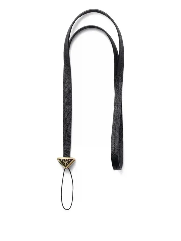 Prada Triangle-logo Leather Phone Strap - Black