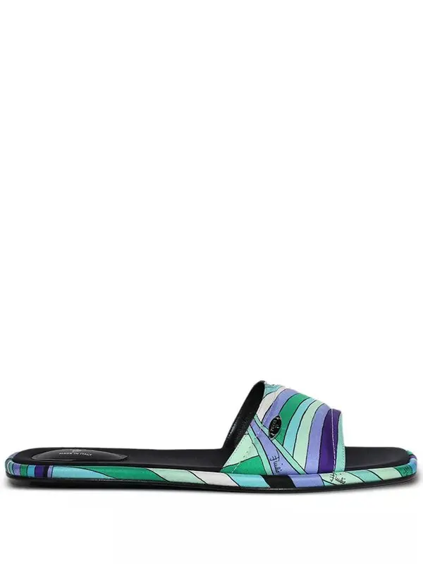 Emilio Pucci Patterned Slide Sandals - Green