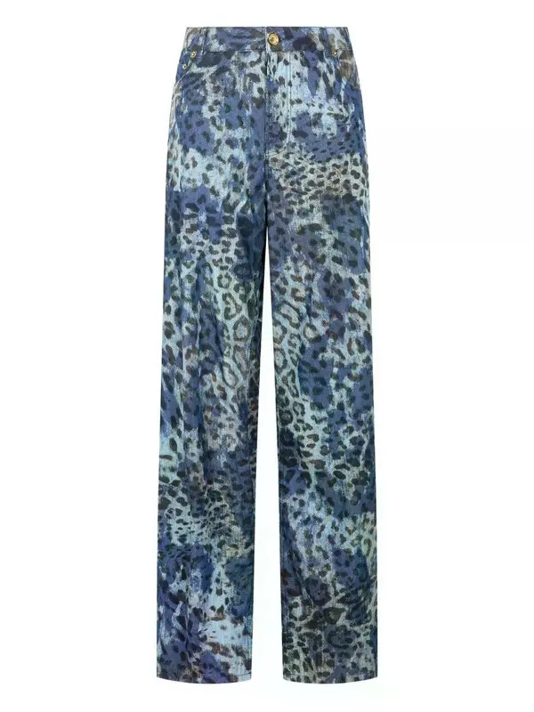 Roberto Cavalli Jaguar-print Mid-rise Jeans
