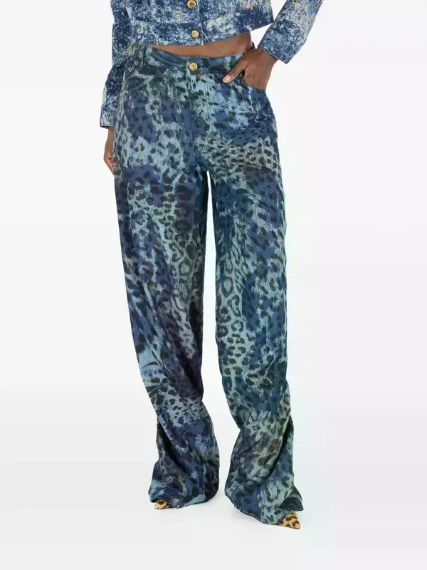 Roberto Cavalli Jaguar-print Mid-rise Jeans