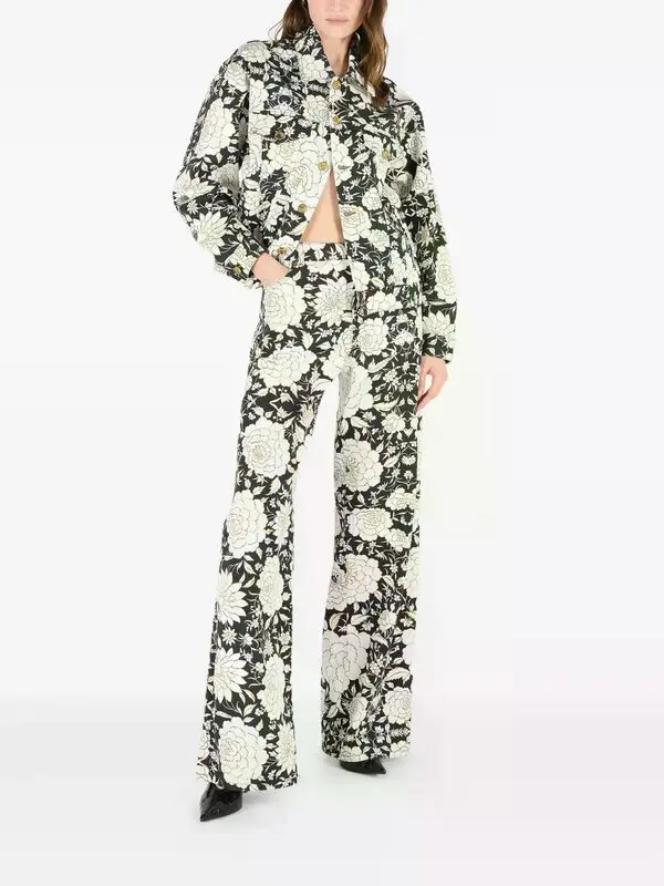 Roberto Cavalli Floral Print Denim Jacket