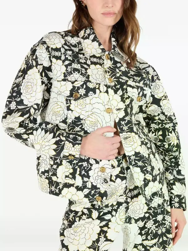 Roberto Cavalli Floral Print Denim Jacket