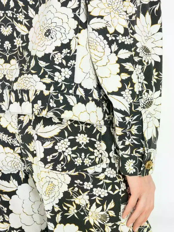 Roberto Cavalli Floral Print Denim Jacket