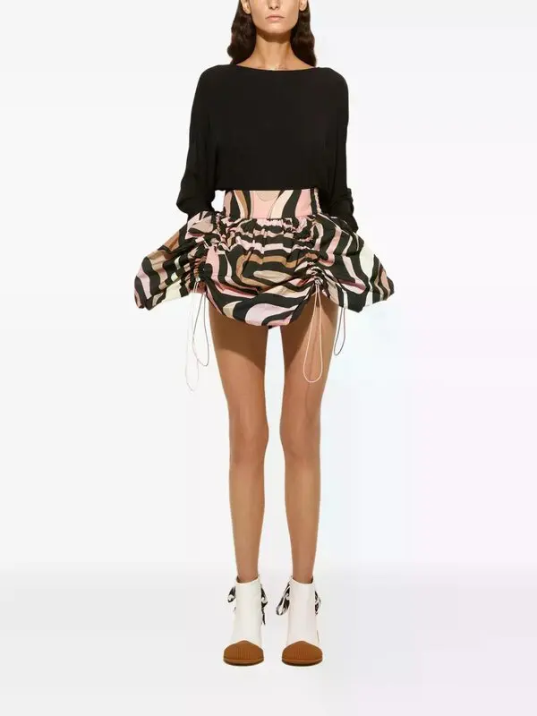 Emilio Pucci Marble-print Drawstring Skirt