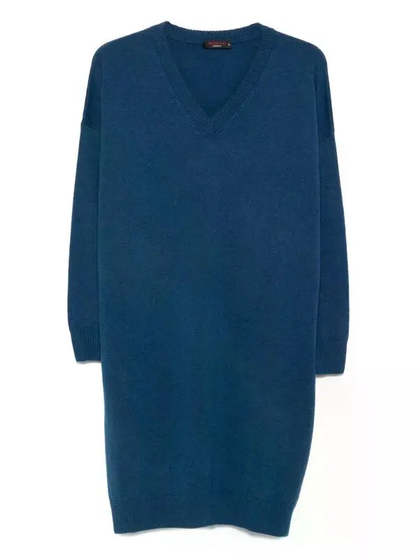 Incentive! Cashmere V-neck Cashmere Midi Dress - Blue