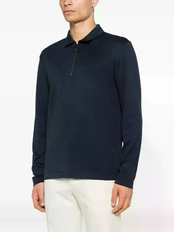 Canali Zip-neck Long-sleeve Sweater - Blue