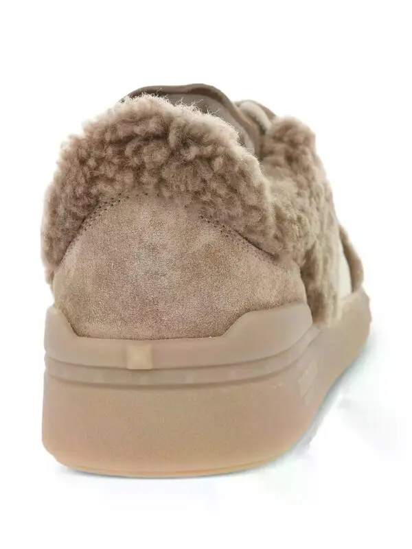 Valentino Garavani Shearling-trim Leather Sneakers - Neutrals