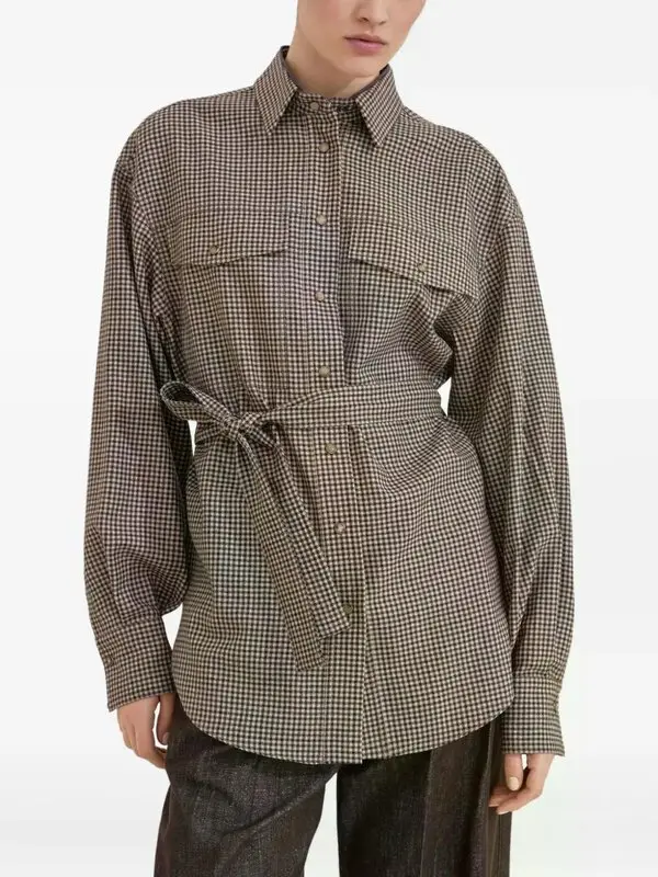 Brunello Cucinelli Checked Shirt - Brown