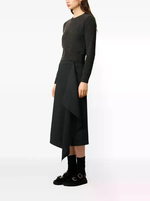 AMI Paris Asymmetrical Wrap Midi Skirt - Black