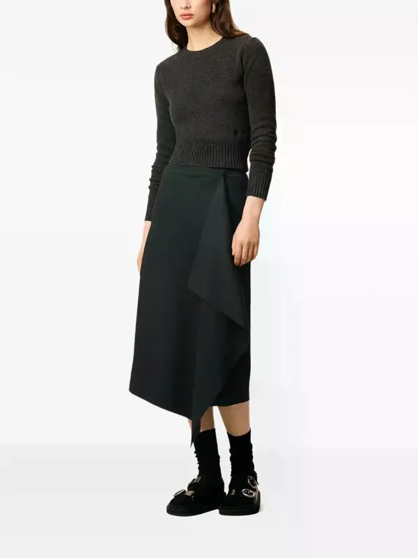 AMI Paris Asymmetrical Wrap Midi Skirt - Black