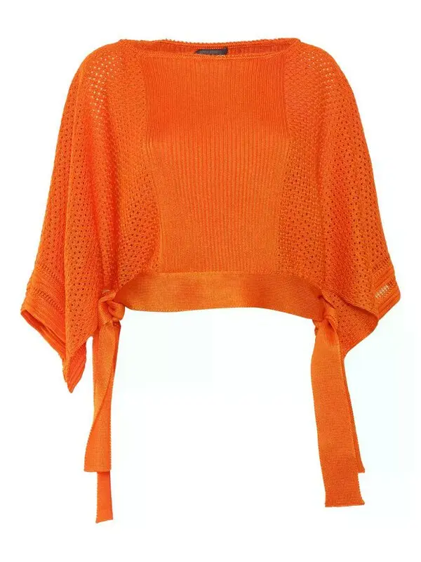 Alberta Ferretti Open-knit Tie-detail Sweater - Orange