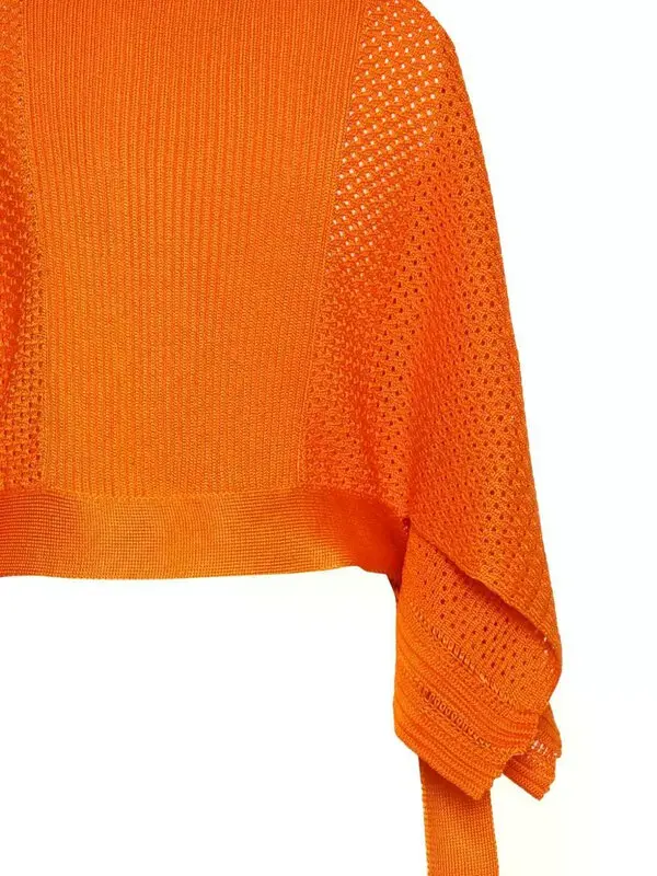 Alberta Ferretti Open-knit Tie-detail Sweater - Orange