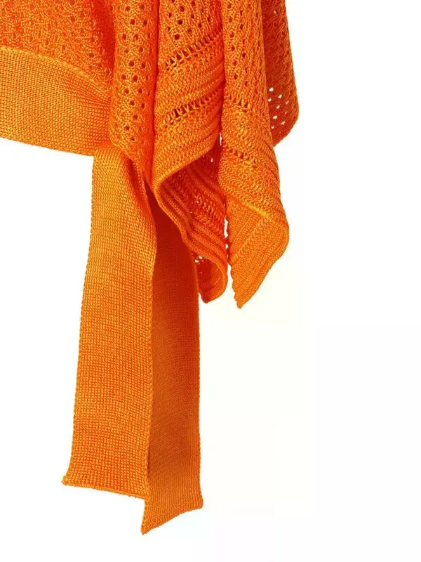 Alberta Ferretti Open-knit Tie-detail Sweater - Orange
