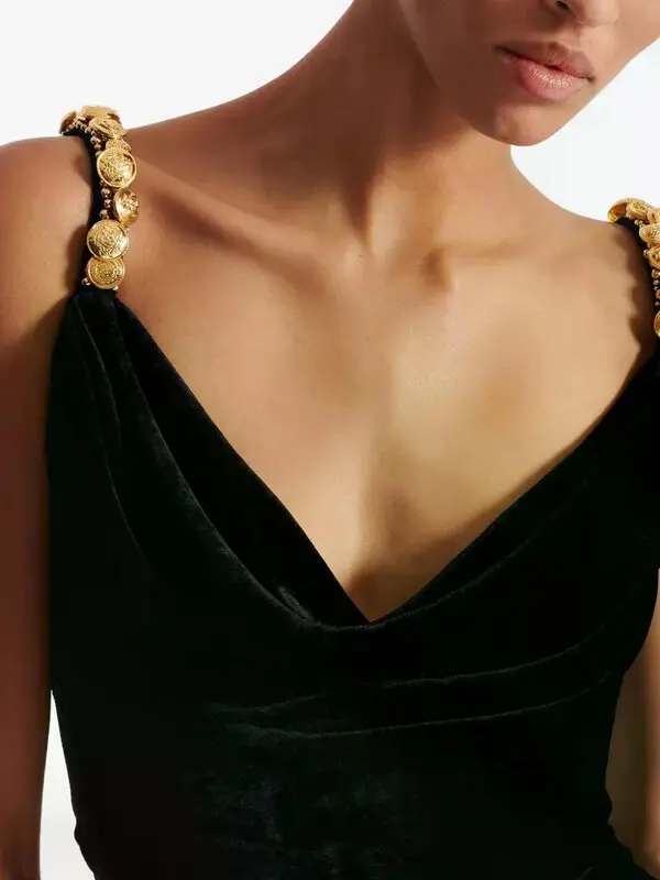 green emerald velvet dress Balmain Lurex Gold Black Striped Pattern Mini Dress – Runway Catalog main image 1