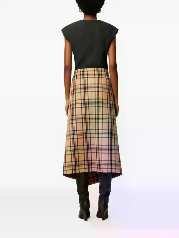 AMI Paris Wool Checked Wrap Midi Skirt