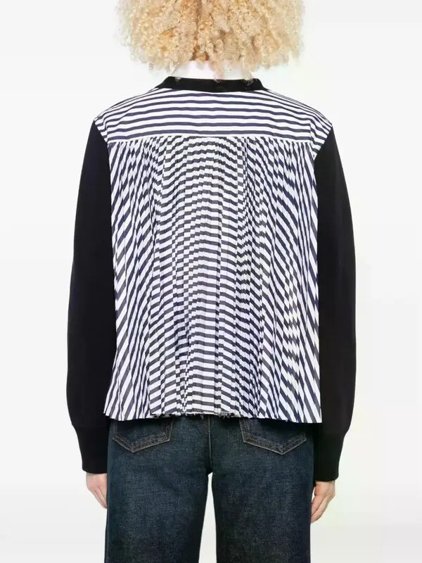 Sacai Cotton-blend Sweatshirt With Pleated Back Panel - Blue