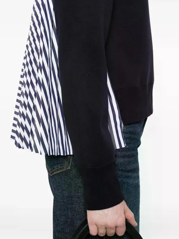 Sacai Cotton-blend Sweatshirt With Pleated Back Panel - Blue