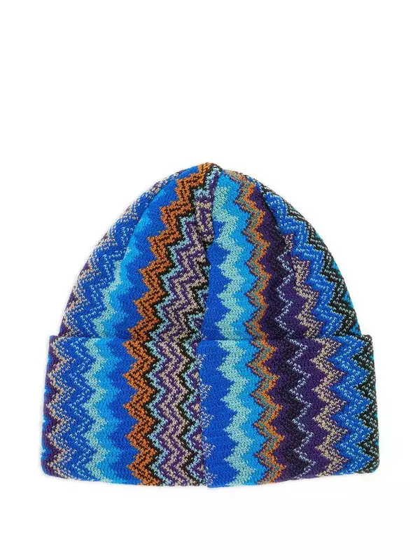 Missoni Zigzag Knit Beanie - Blue