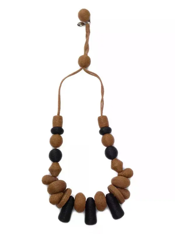 Max Mara Soraia Woven-beaded Necklace - Brown