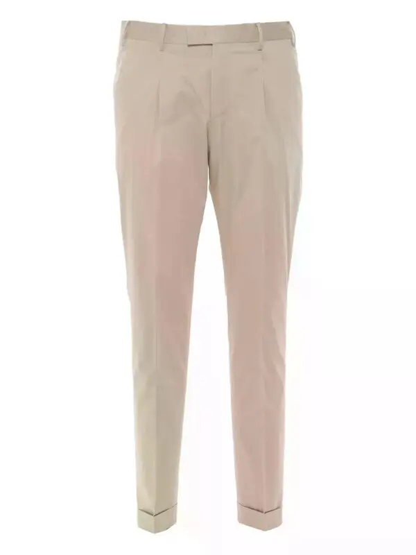 PT TORINO Pleat-detailing Turn-up Trousers - Neutrals