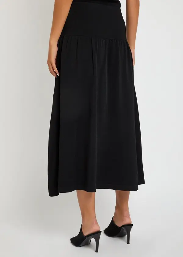 Vince Pleated Stretch-knit Midi Skirt