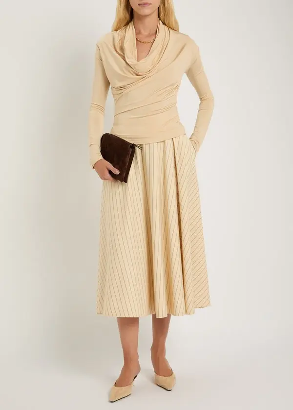Max Mara Pelota Striped Jersey Midi Skirt