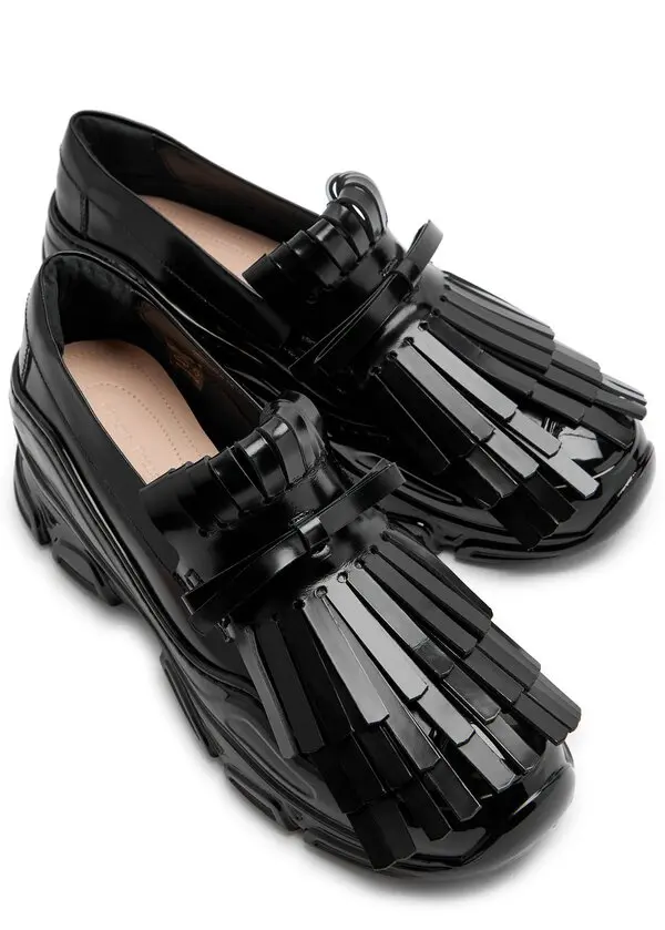Simone Rocha Fringed Leather Loafer Sneakers