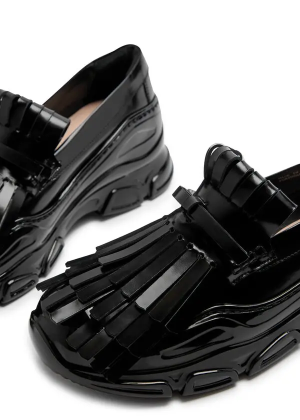 Simone Rocha Fringed Leather Loafer Sneakers