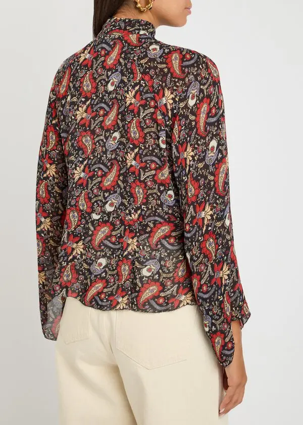 Rixo Floral Chiffon Blouse With Tie Detail