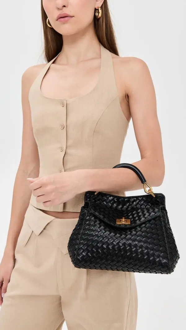 Jw Pei Lucia Classic Woven Top Handle Bag - Black