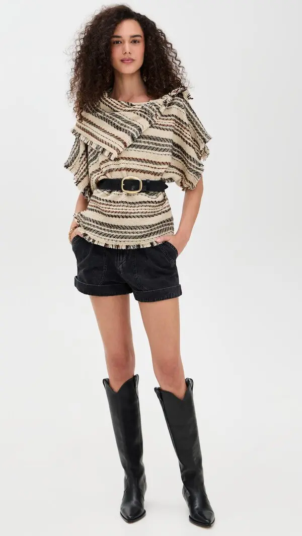 Isabel Marant Ilianie Striped Tweed Sweater
